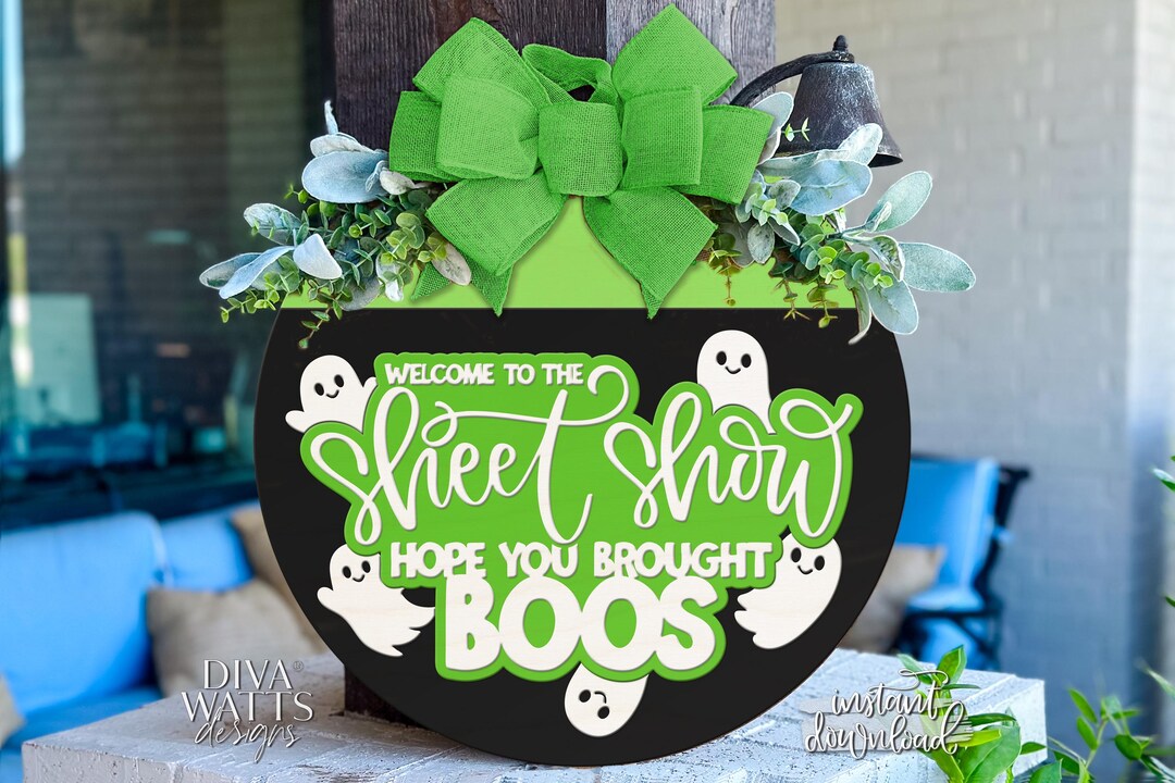 Laser Cut Door Hanger SVG | Welcome Ghost Sign SVG | Funny Halloween ...