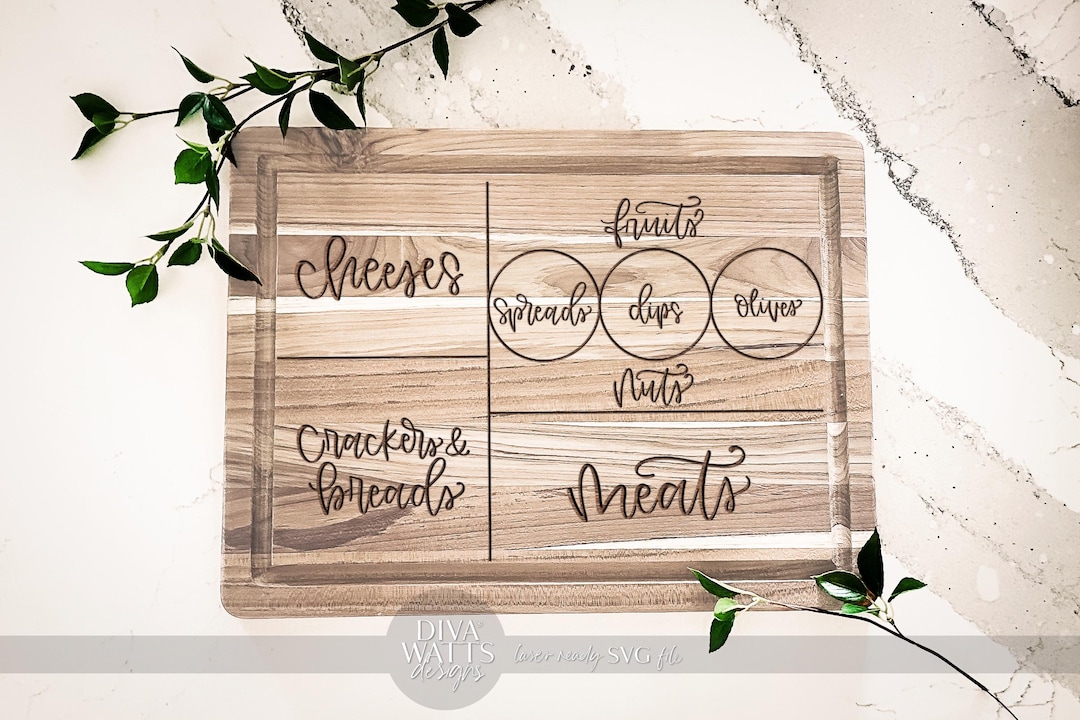 Charcuterie Board SVG | Laser Cut Food Label Tray Template | Kitchen ...