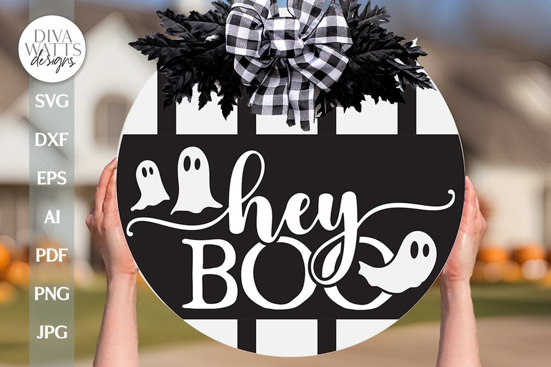Hey Boo Ghost SVG Halloween Round Design With Ghosts SVG Design for ...
