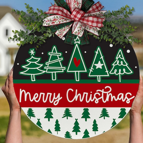 Merry Christmas Door Hanger Svg Etsy