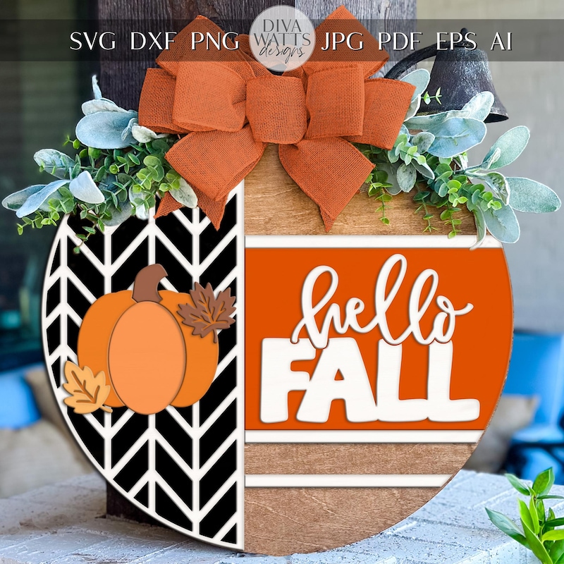 Fall Circle Hello Sign - Etsy