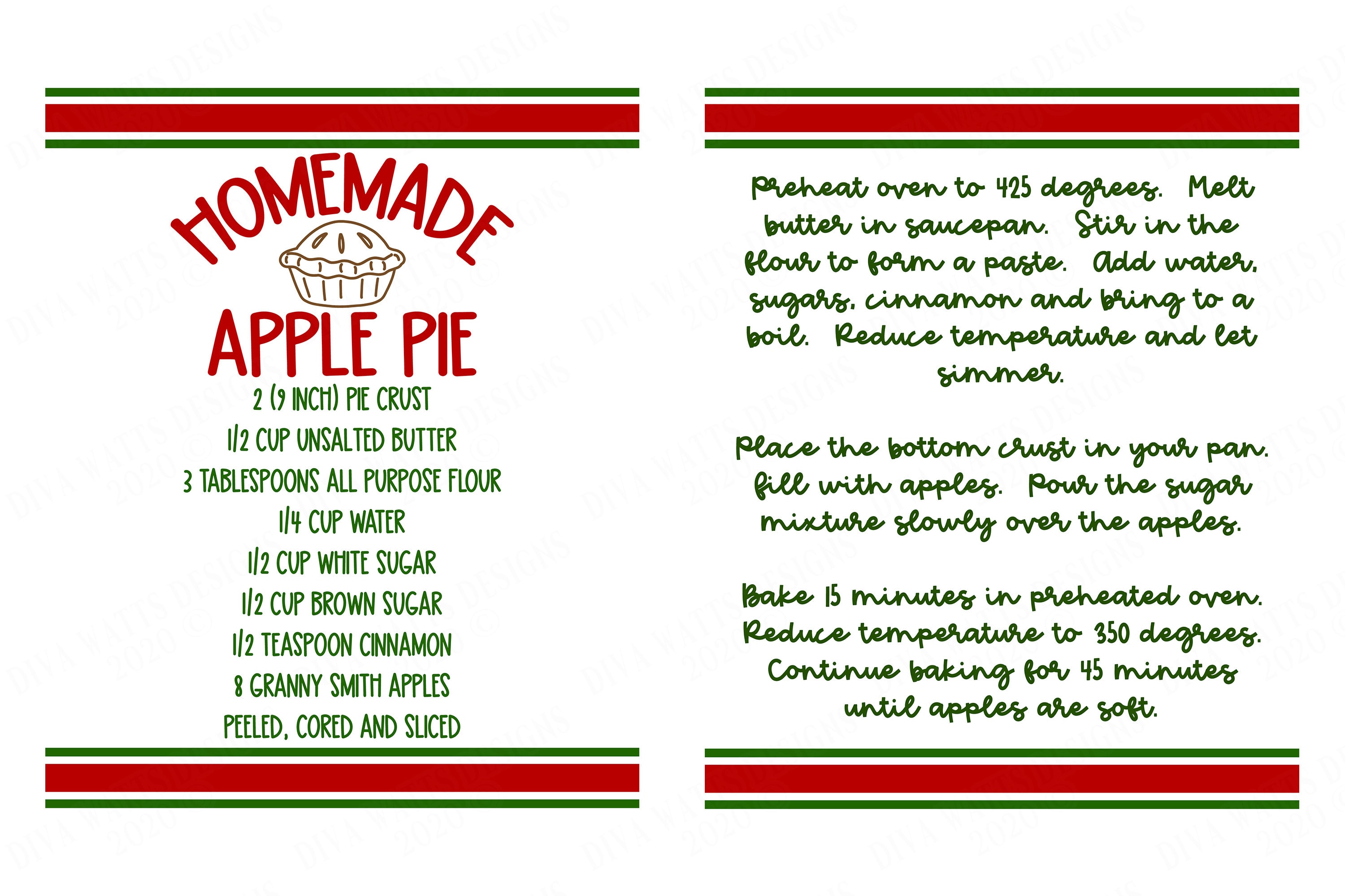 Homemade Apple Pie Recipe SVG for Laser Engraving – Rustic Kitchen Sign ...