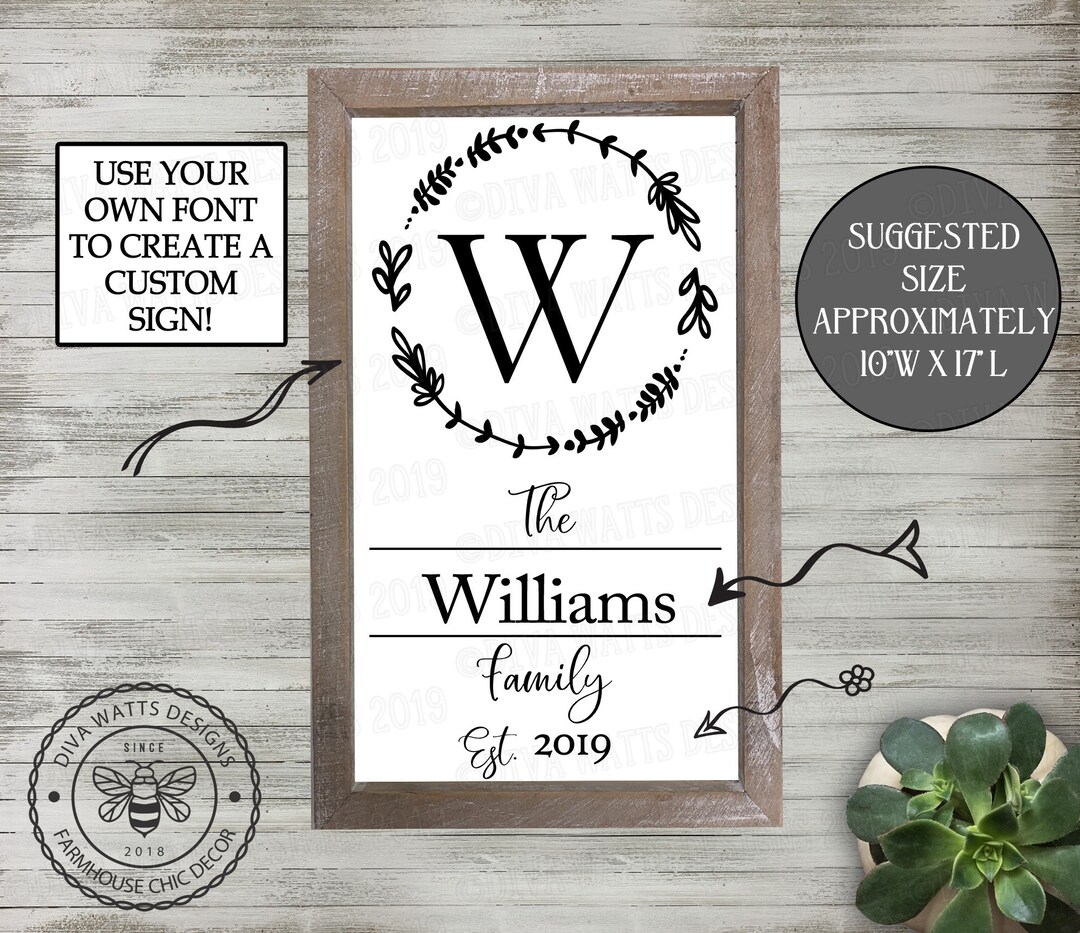 SVG Monogram Last Name Sign | Cutting File | Instant Download ...