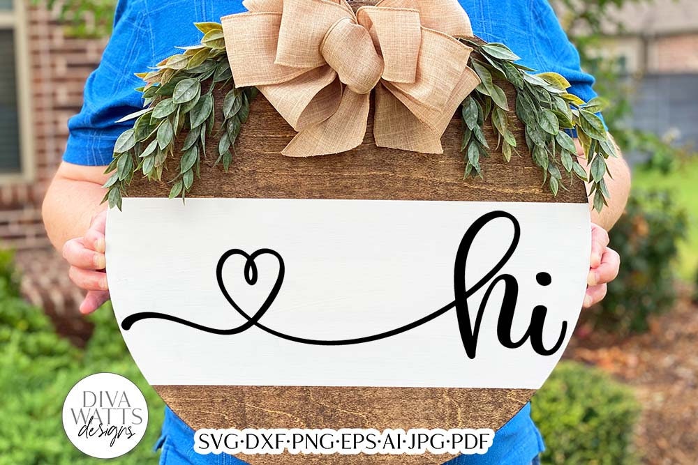 Hi With Heart Tail SVG Welcome Design - Etsy