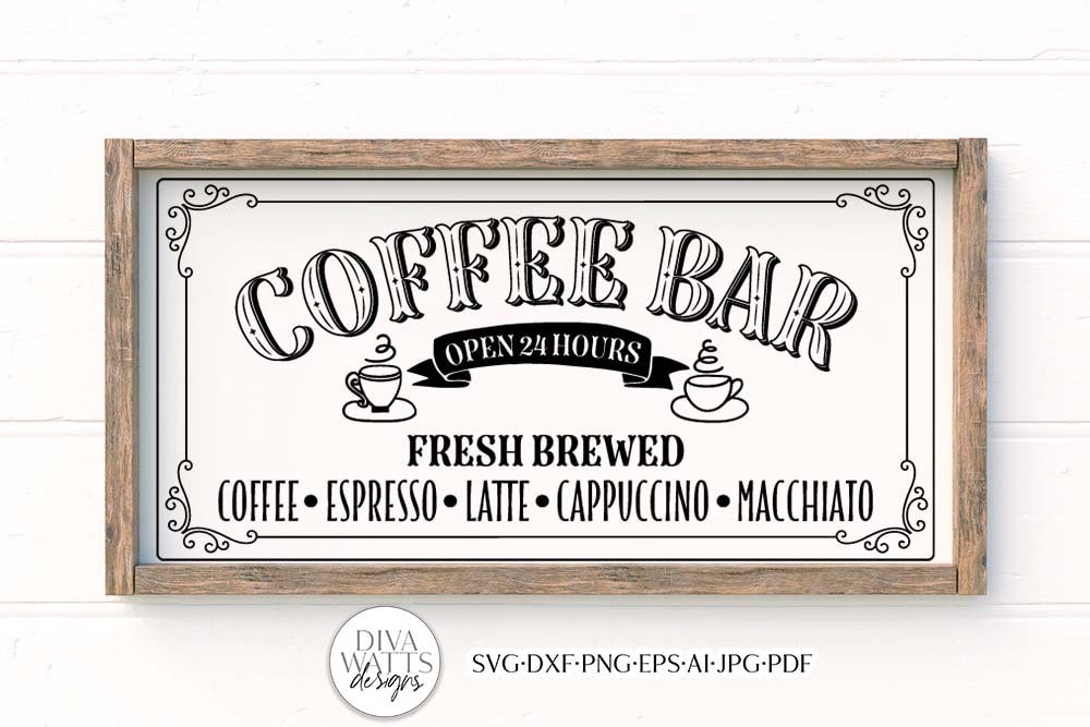 Coffee Bar SVG | Farmhouse Kitchen Design - Etsy