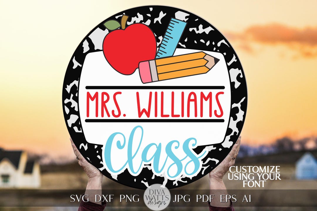 Teacher Class SVG Classroom Notebook Door Hanger Composition Book Door ...