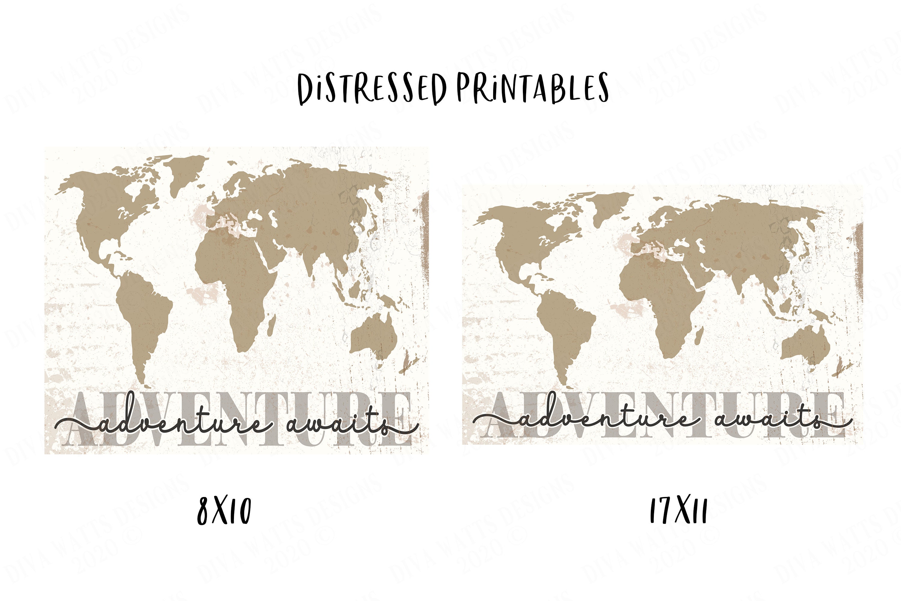 World Map Adventure Awaits Travel Decor Printables and - Etsy