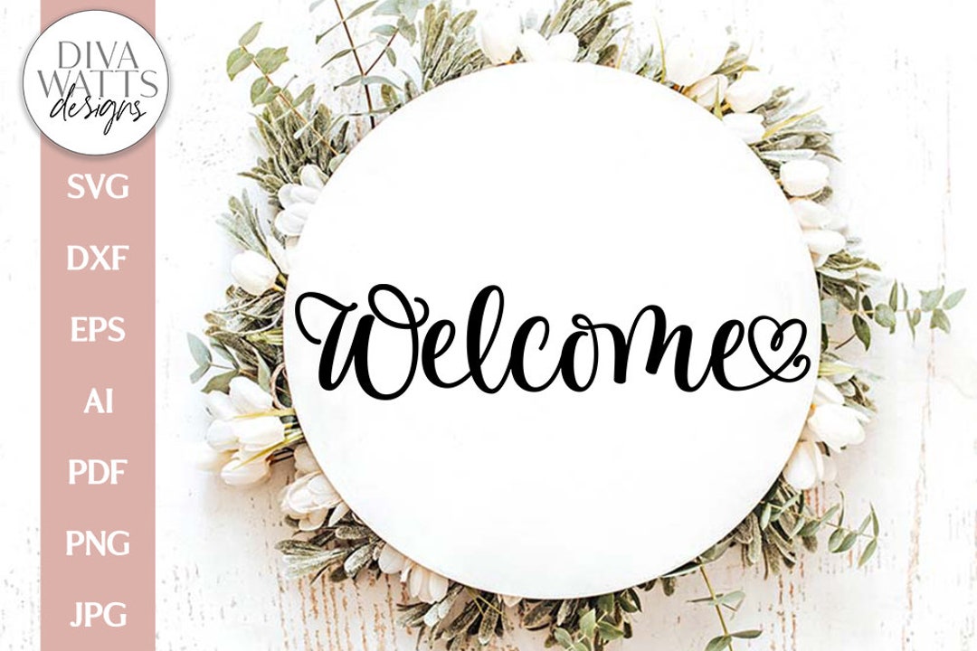 Welcome With Heart SVG Farmhouse Design - Etsy