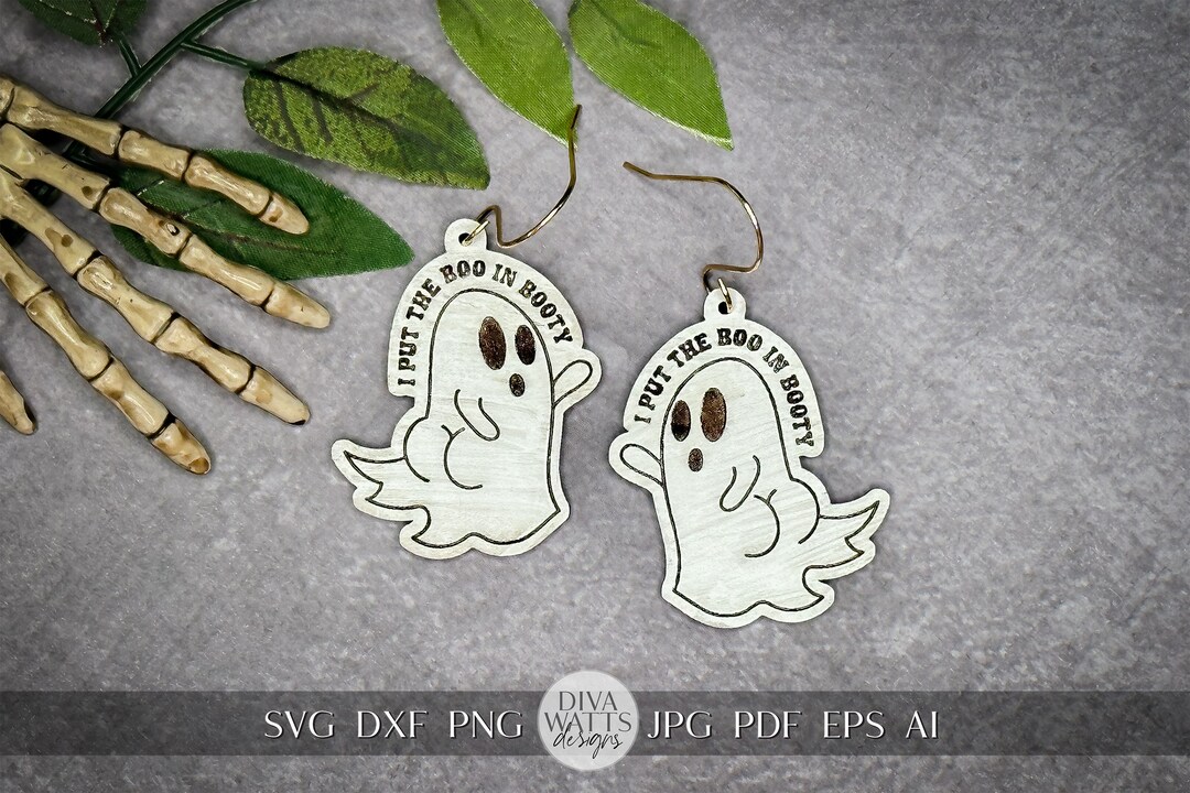 Ghost Earrings SVG for Laser Earrings With Ghost Face for Halloween ...