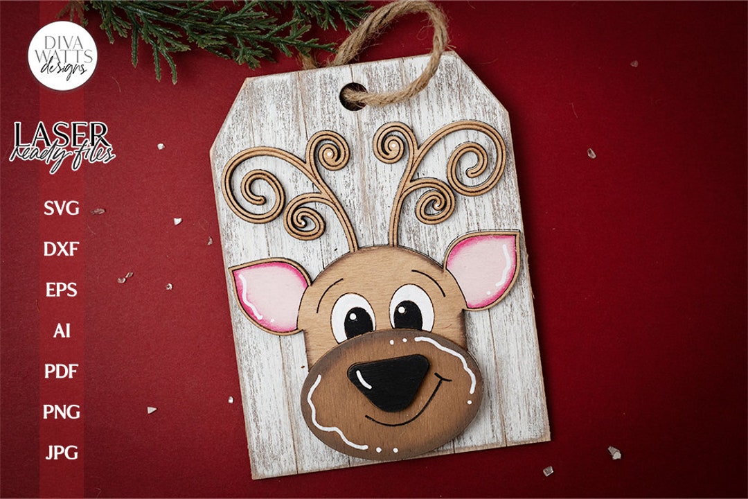 Reindeer SVG for Laser Christmas Tree Ornament SVG for Glowforge ...