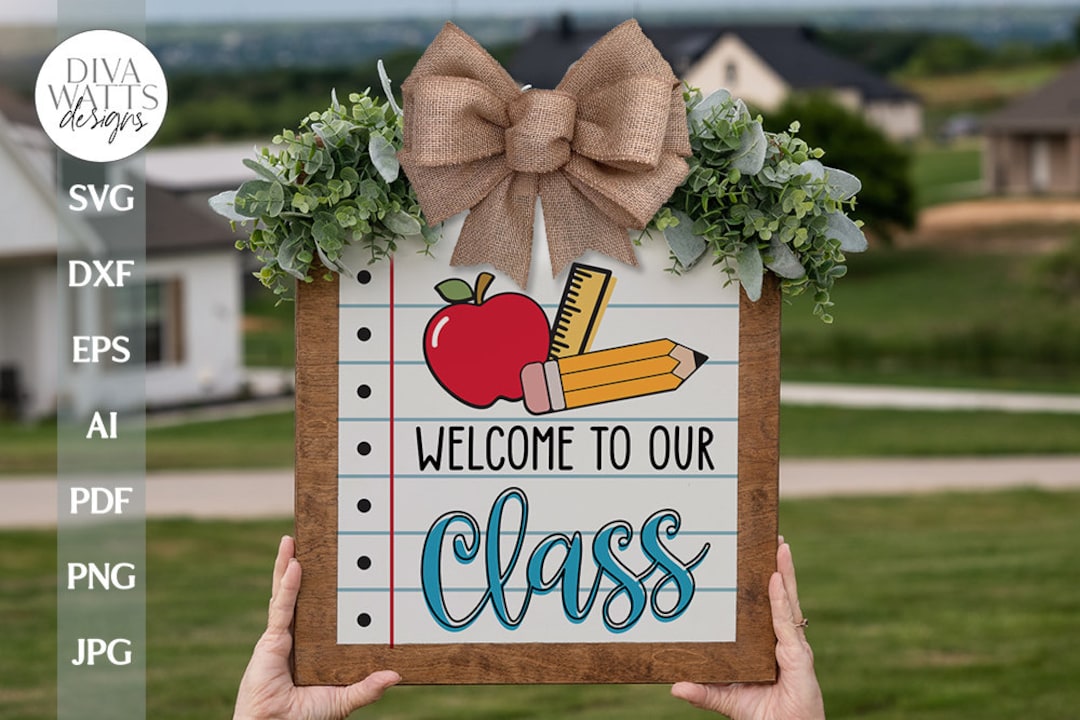 Teacher Class SVG Classroom Notebook Paper Door Hanger Square - Etsy