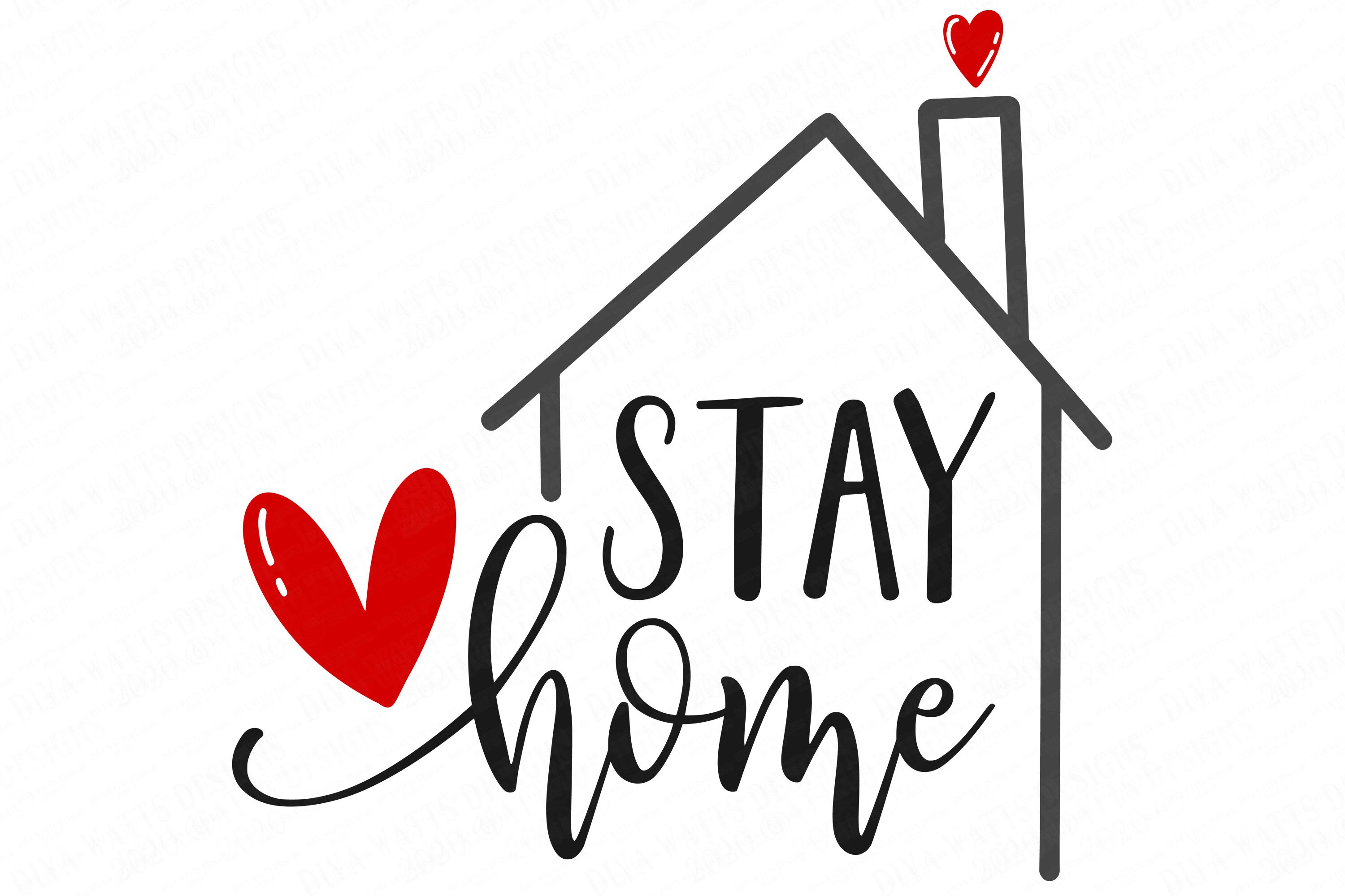 SVG | Stay Home | Cutting File | House Heart | Farmhouse Rustic Script ...