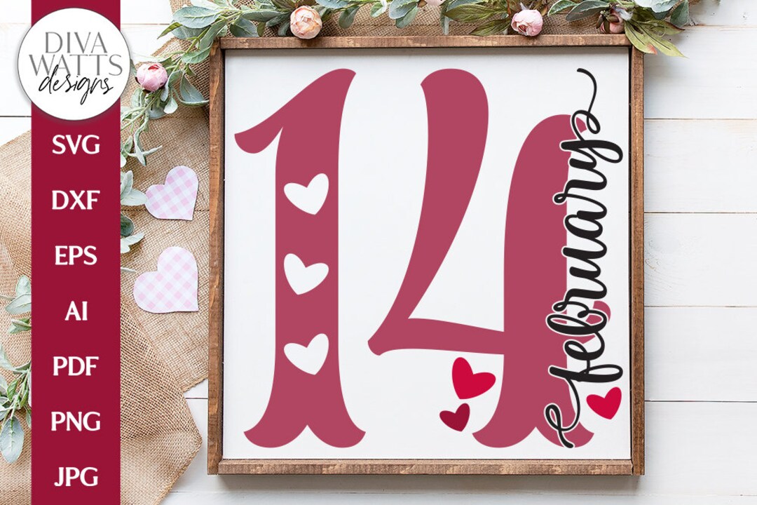 February 14 SVG Valentine's Day Design - Etsy