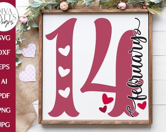 February 14 Cut File Valentine's Day Svg File Valentines Svg February ...