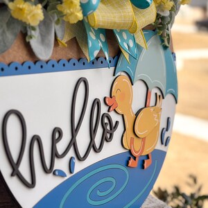 Hello Duck Rainy Day Door Hanger SVG, 3D Layered Laser Cut File, Spring ...