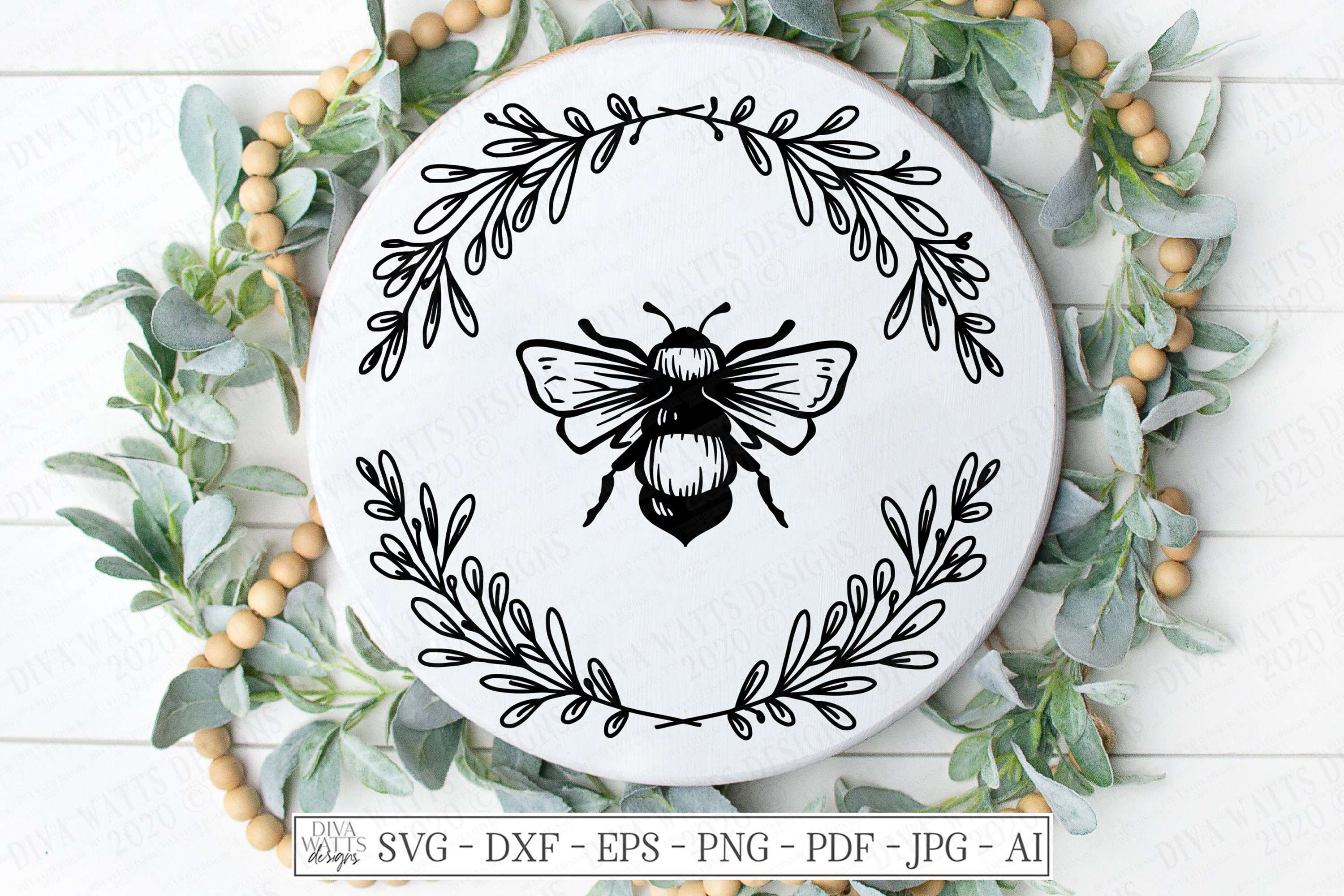 SVG | Bee Wreath | Cutting File | Farmhouse Rustic Spring Summer Sign ...