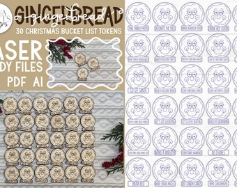 30 Christmas Gingerbread Tokens Svg, Christmas Bucket List Tokens SVG ...