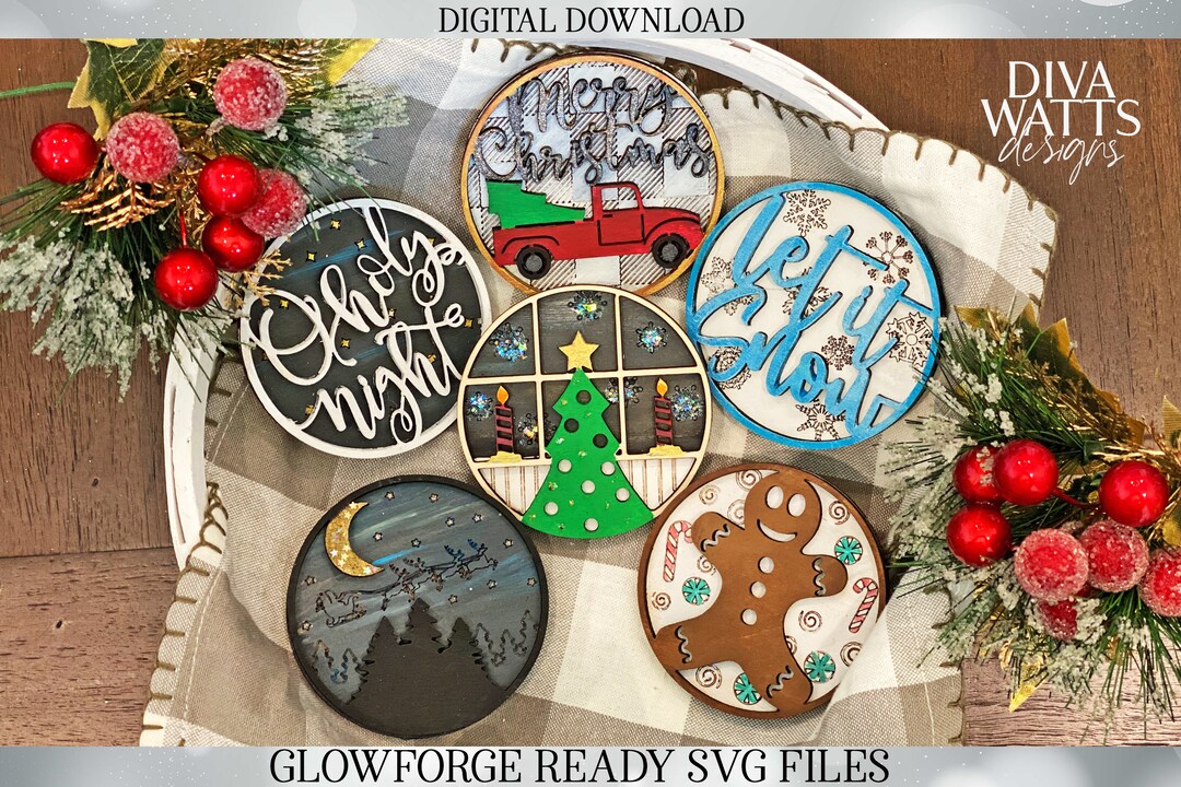 3D Christmas Signs | Glowforge SVG | Set of 6 Designs | Tiered Tray ...
