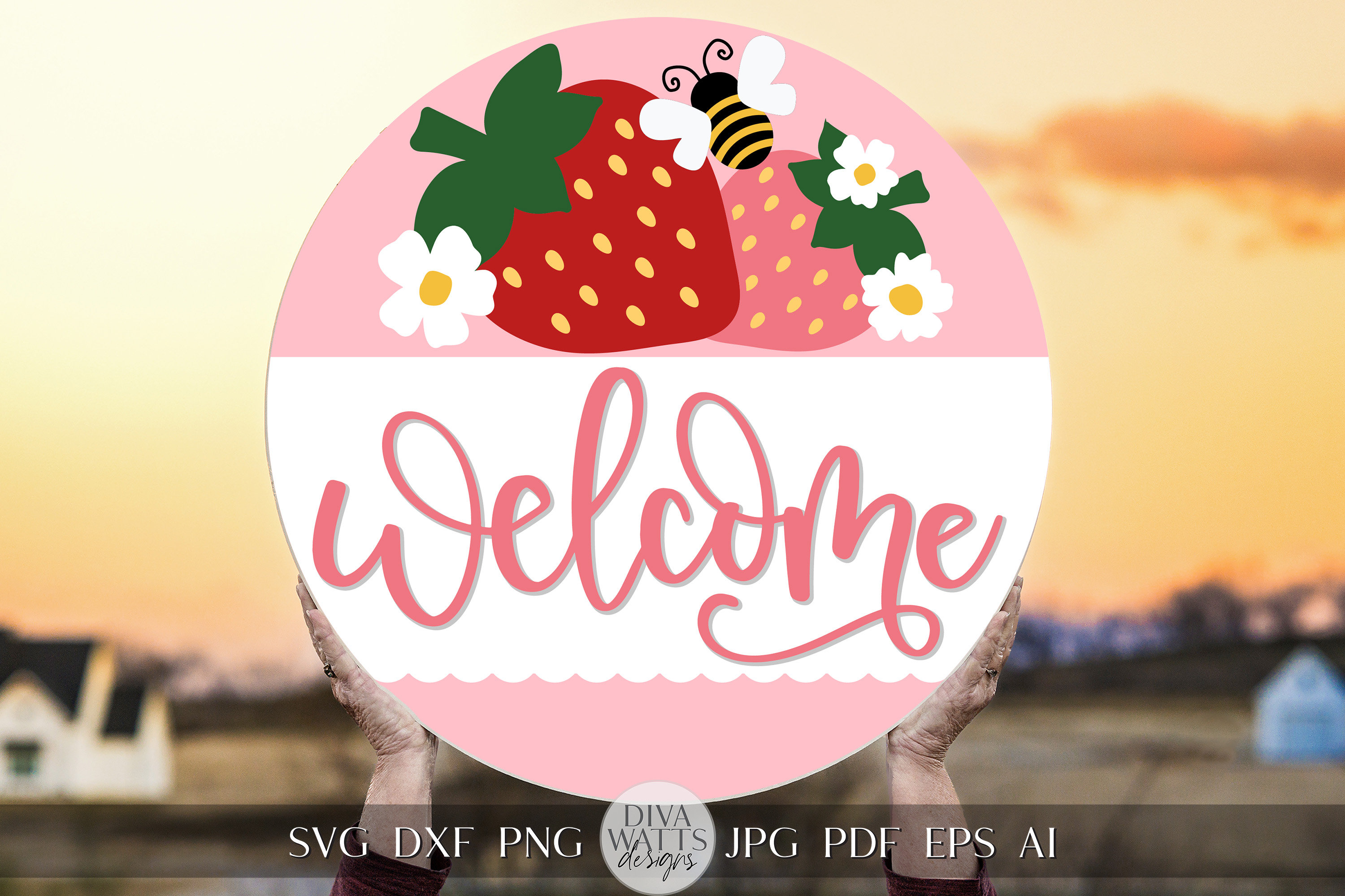 Welcome SVG Summer Strawberries Svg Strawberry Door Hanger Svg ...