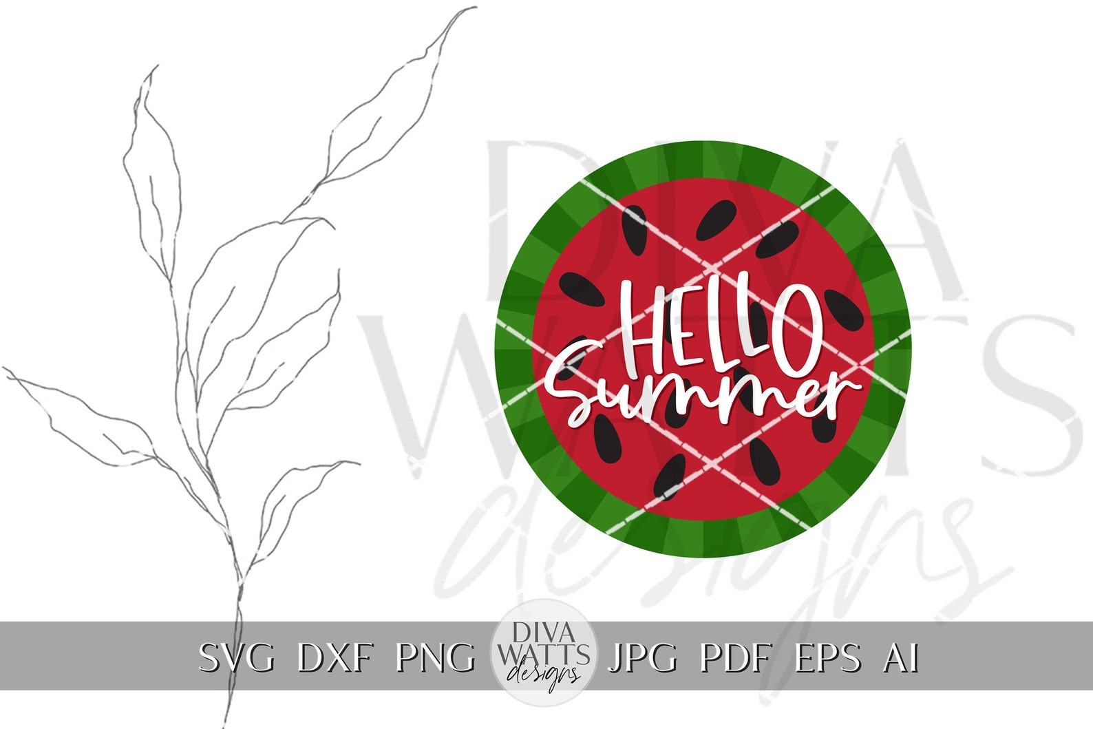 Hello Summer SVG Summer Watermelon Svg Door Hanger for Summer SVG Door ...
