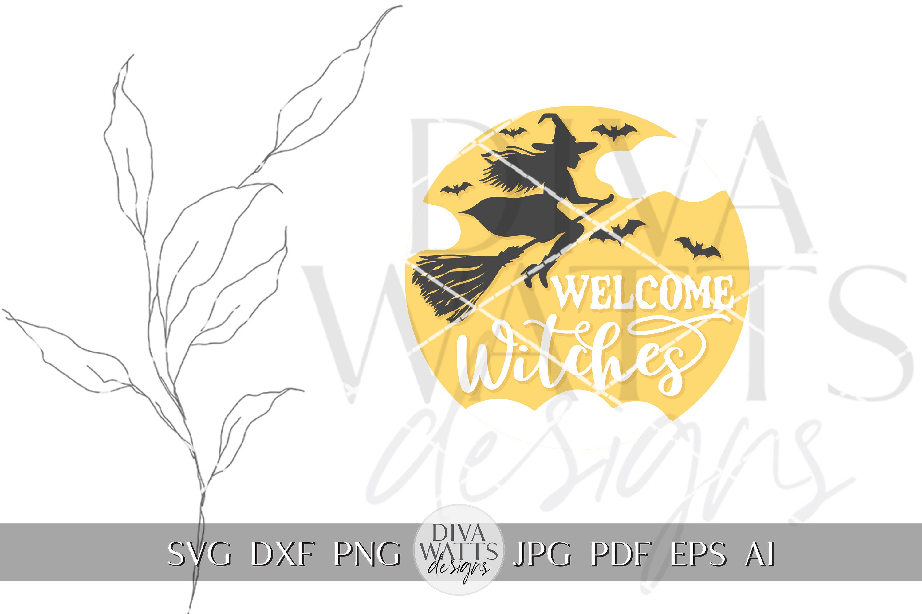 Welcome Witches SVG Welcome for Halloween Door Hanger SVG With Flying ...