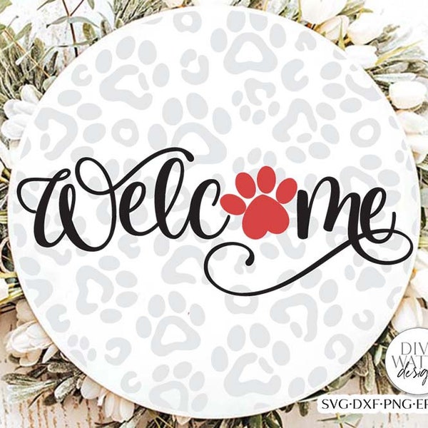 Welcome With Paw Print Svg - Etsy