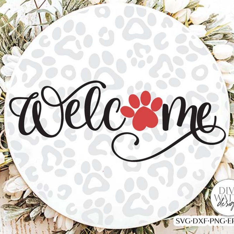 Welcome With Paw Print Svg - Etsy