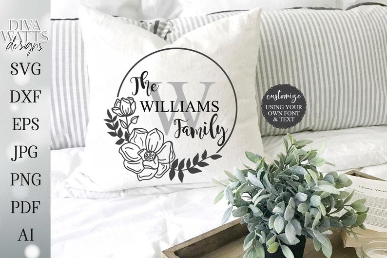 Family Monogram & Last Name Cutting File SVG DXF You - Etsy