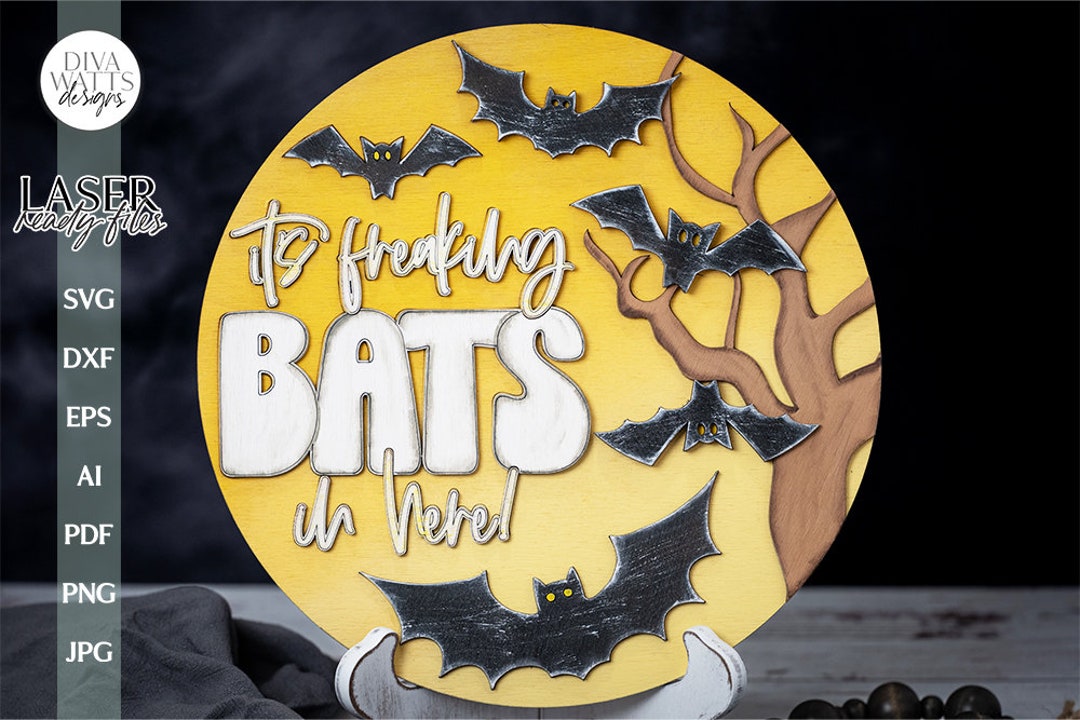 Bats Laser SVG for Door Hanger Sign for Halloween Bats SVG It's ...