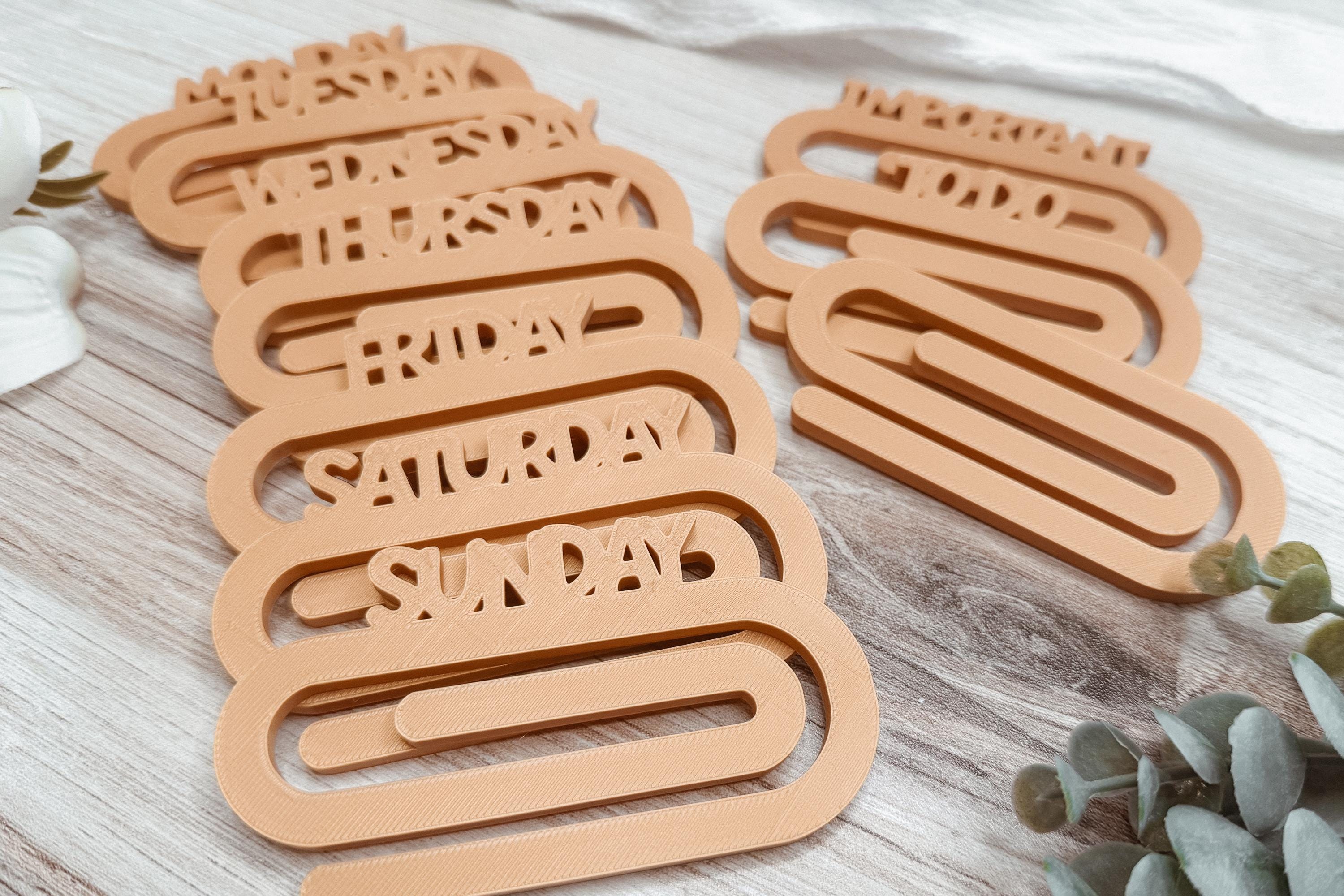 Paperclip STL Days of the Week Bookmark Set, Monday Through Sunday ...