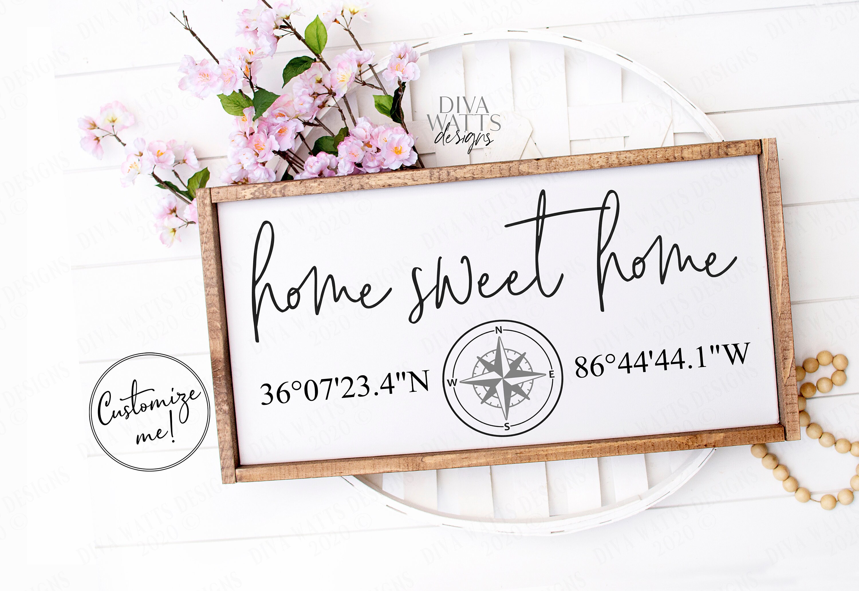 SVG | Home Sweet Home | Cutting File | GPS Coordinates Longitude ...