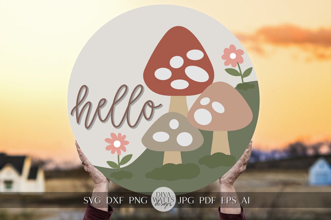 Hello SVG Cottagecore Door Hanger Svg Cottagecore Svg for Welcome Sign ...