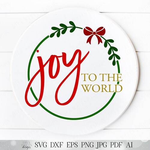 Joy to the World Christmas Wreath Cutting File SVG DXF - Etsy