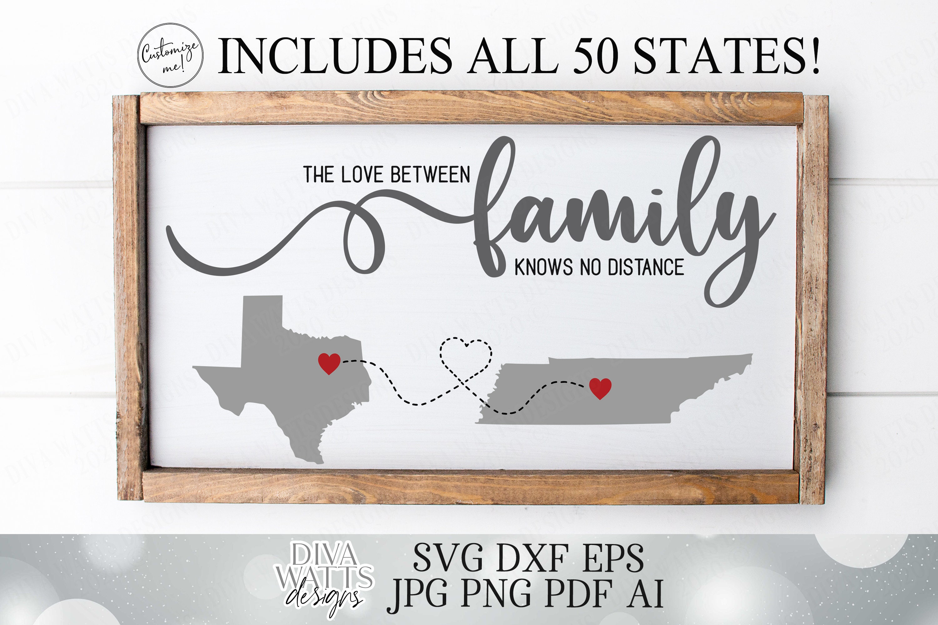 The Love Between Family Knows No Distance | Cutting File | SVG EPS DXF ...