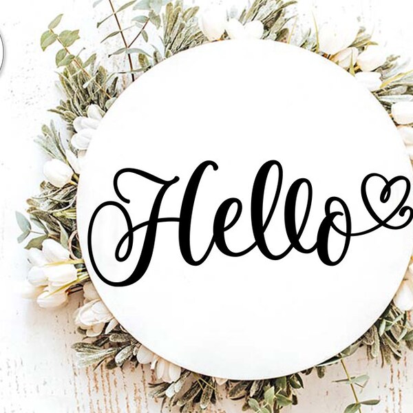 Hello With Heart Svg - Etsy