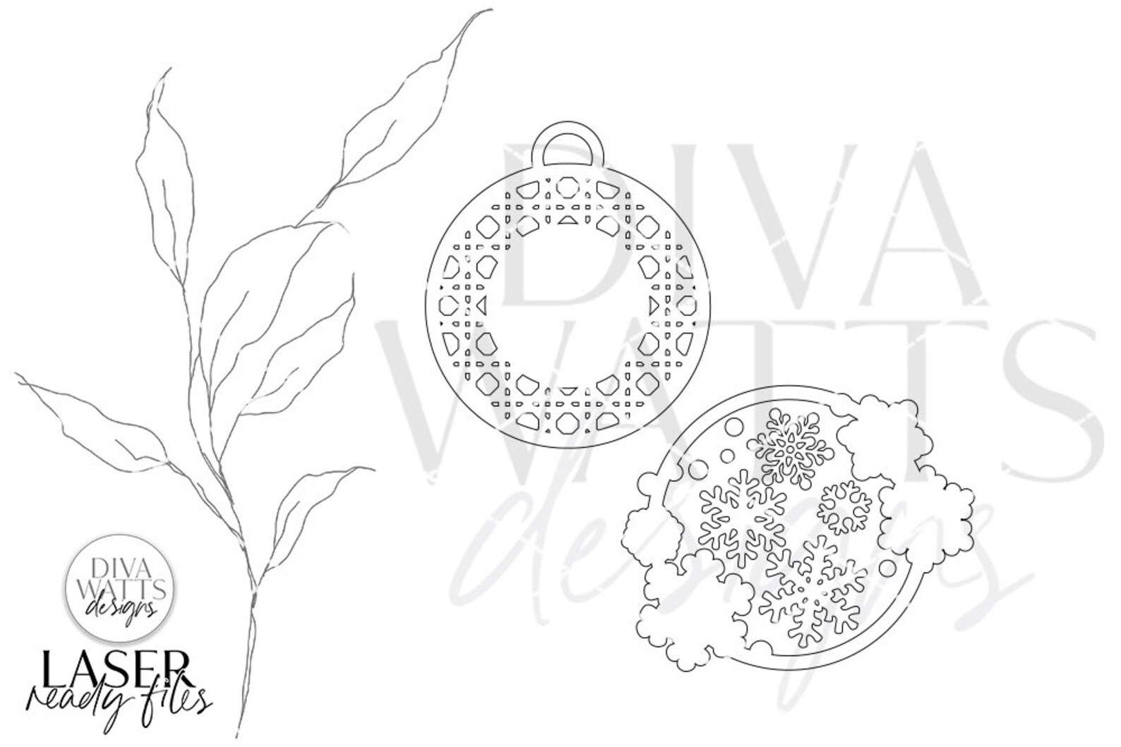 Snowflake Boho Rattan Monogram Ornament for Glowforge | Laser Design - Etsy