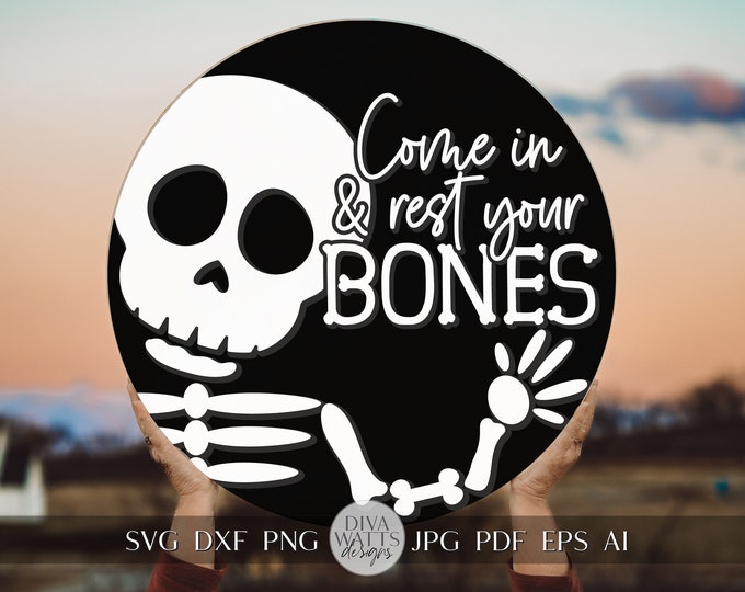 Cute Skeletons Welcome Sign Svg, Halloween Door Hanger, Halloween ...