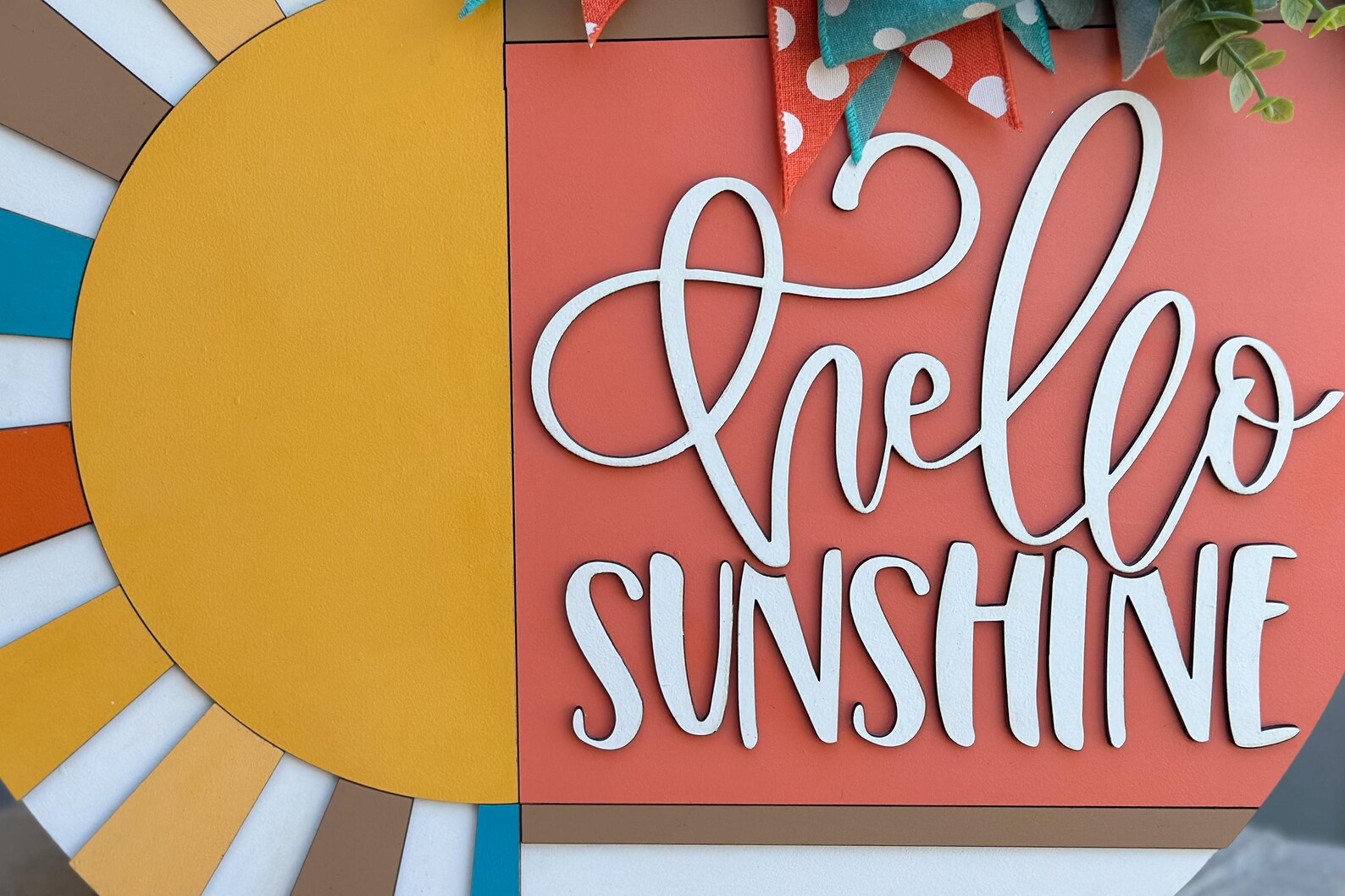 Hello Sunshine Door Hanger SVG, Round Summer Sign Laser Cut File ...