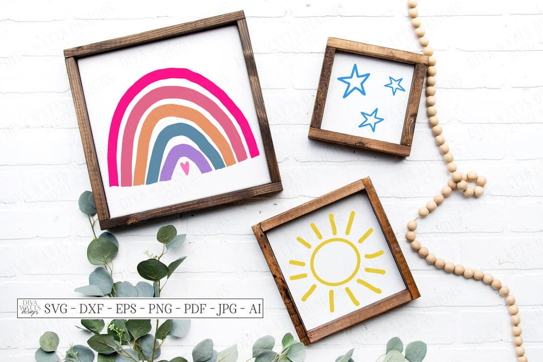 SVG | Rainbow Sun Stars Set | Cutting File | Nursery Children's Bedroom ...