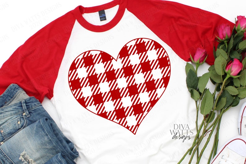 SVG Buffalo Check Heart Cutting File Vinyl Stencil HTV - Etsy