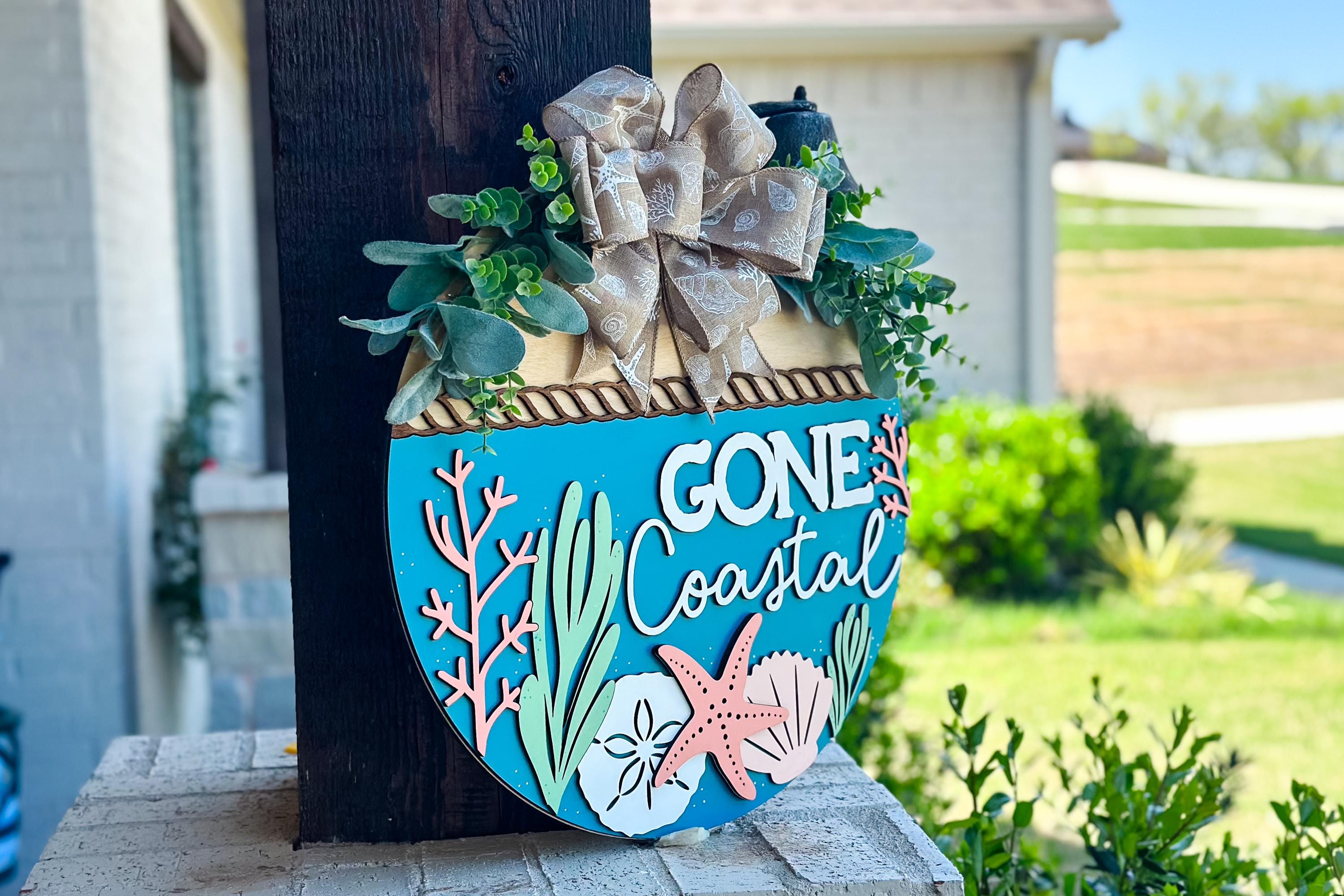 Gone Coastal SVG File | Beach Door Hanger SVG | DIY Coastal Round Sign ...