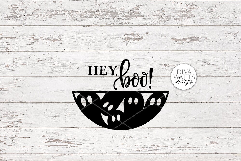 Hey Boo SVG Halloween Round Sign Design - Etsy