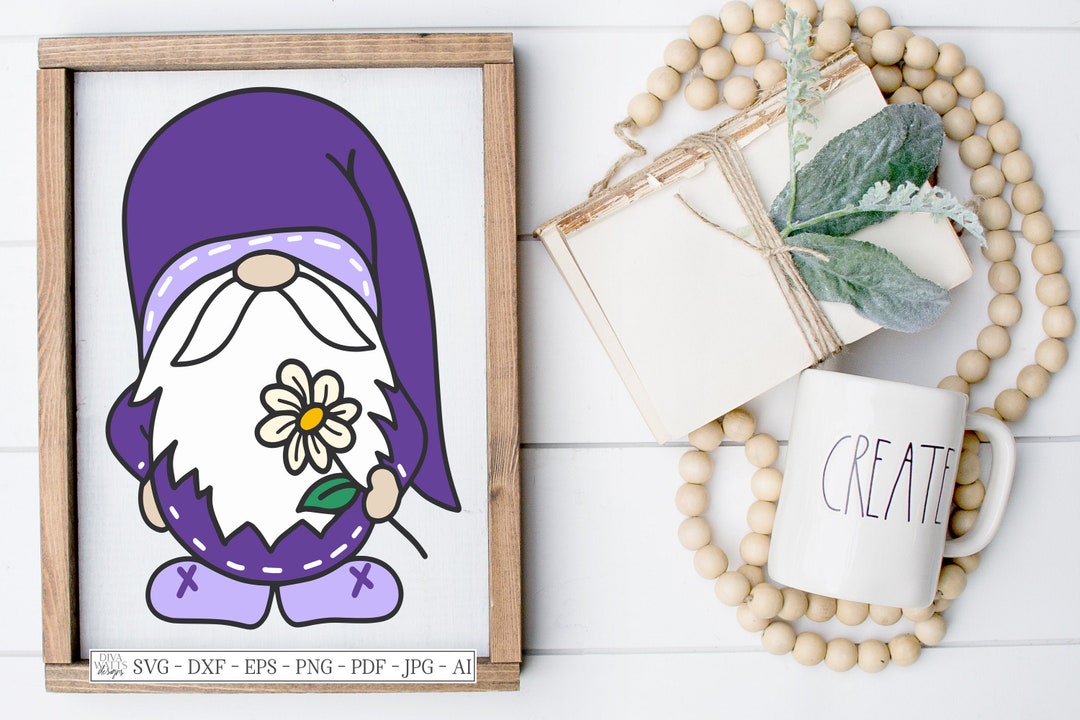 SVG Spring Gnome Cutting File Daisy Flower Farmhouse Vinyl Stencil HTV ...