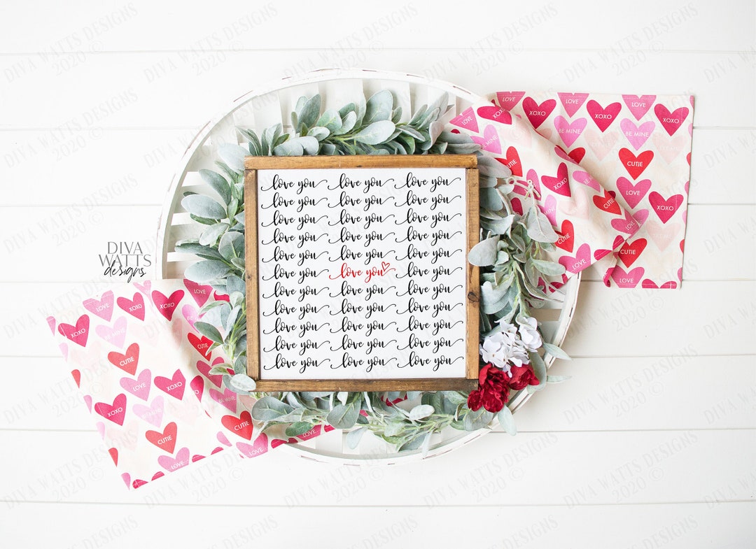 SVG Love You Cutting File Valentine's Day Valentine Heart Pattern Sign ...