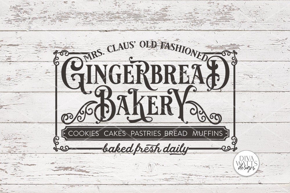 Gingerbread Bakery SVG Vintage Christmas Baking Sign Design - Etsy