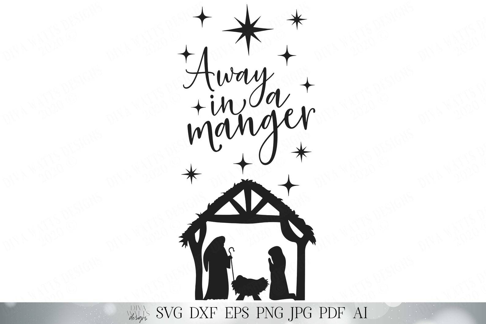 SVG Away in A Manger Christmas SVG Nativity SVG Dxf and - Etsy
