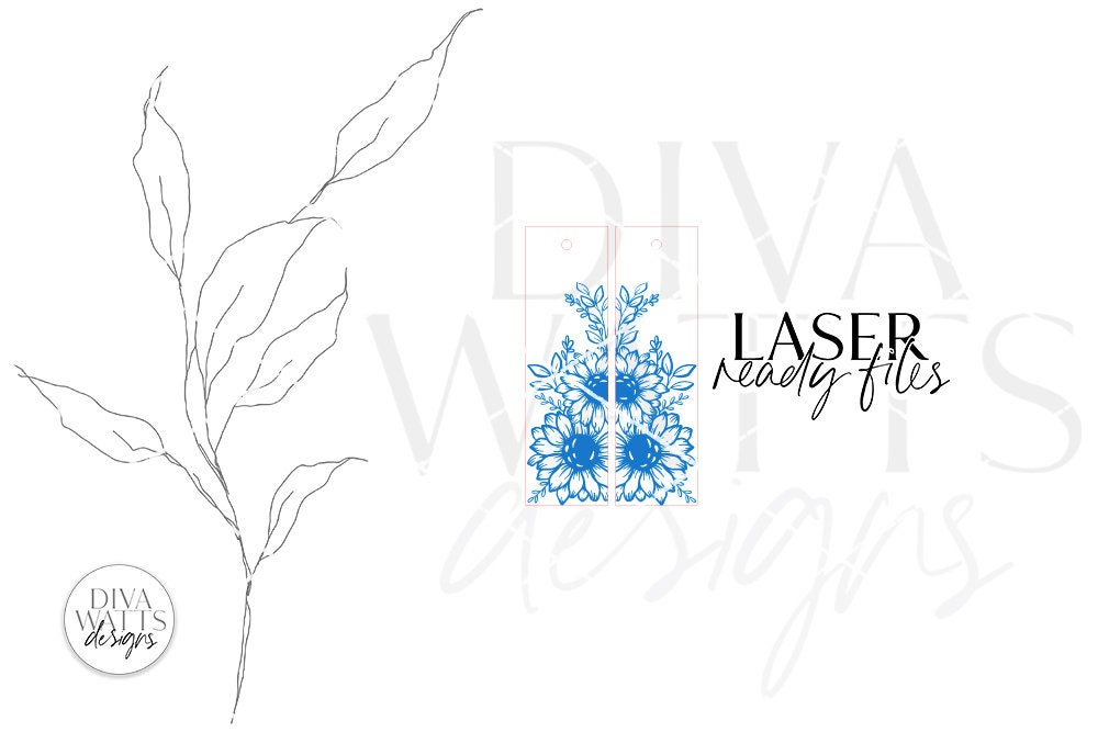 Floral Drop Earrings Glowforge SVG | Sunflower Laser Cut and Engrave ...