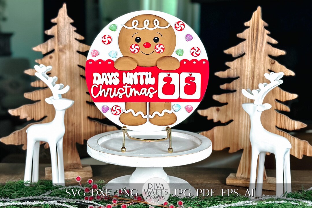 Gingerbread Christmas Countdown SVG - Days Until Christmas Laser Cut ...