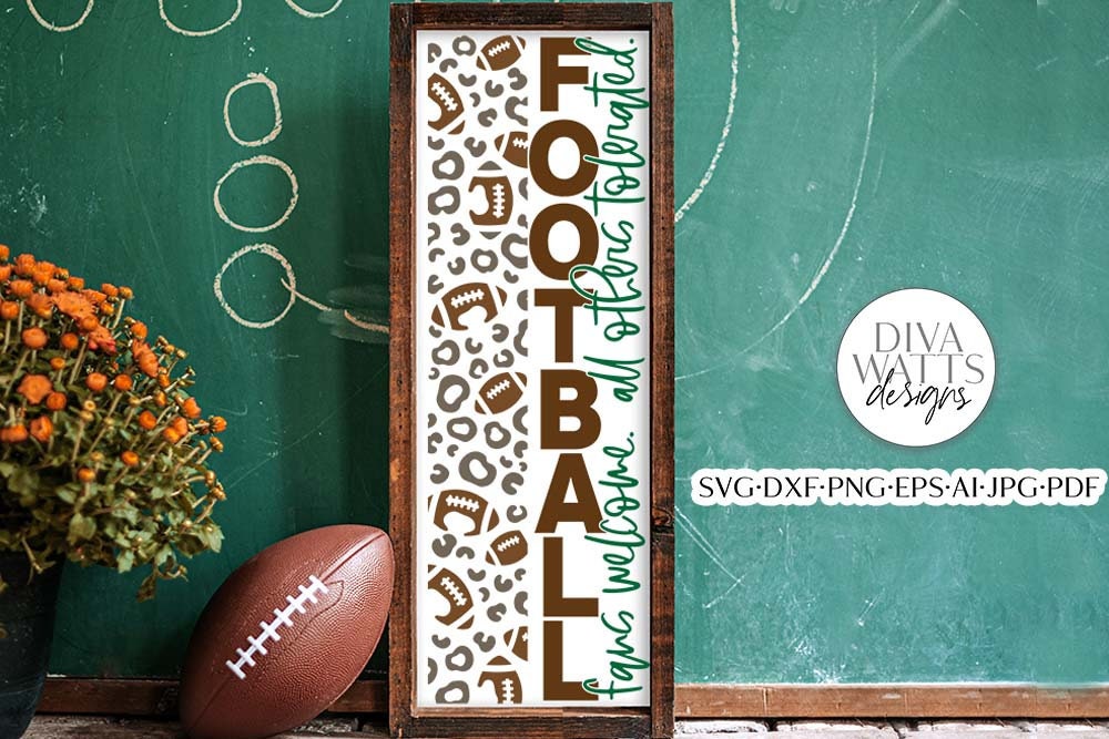 Football & Leopard Print Vertical SVG | Porch Sign Design | 2 Sizes ...