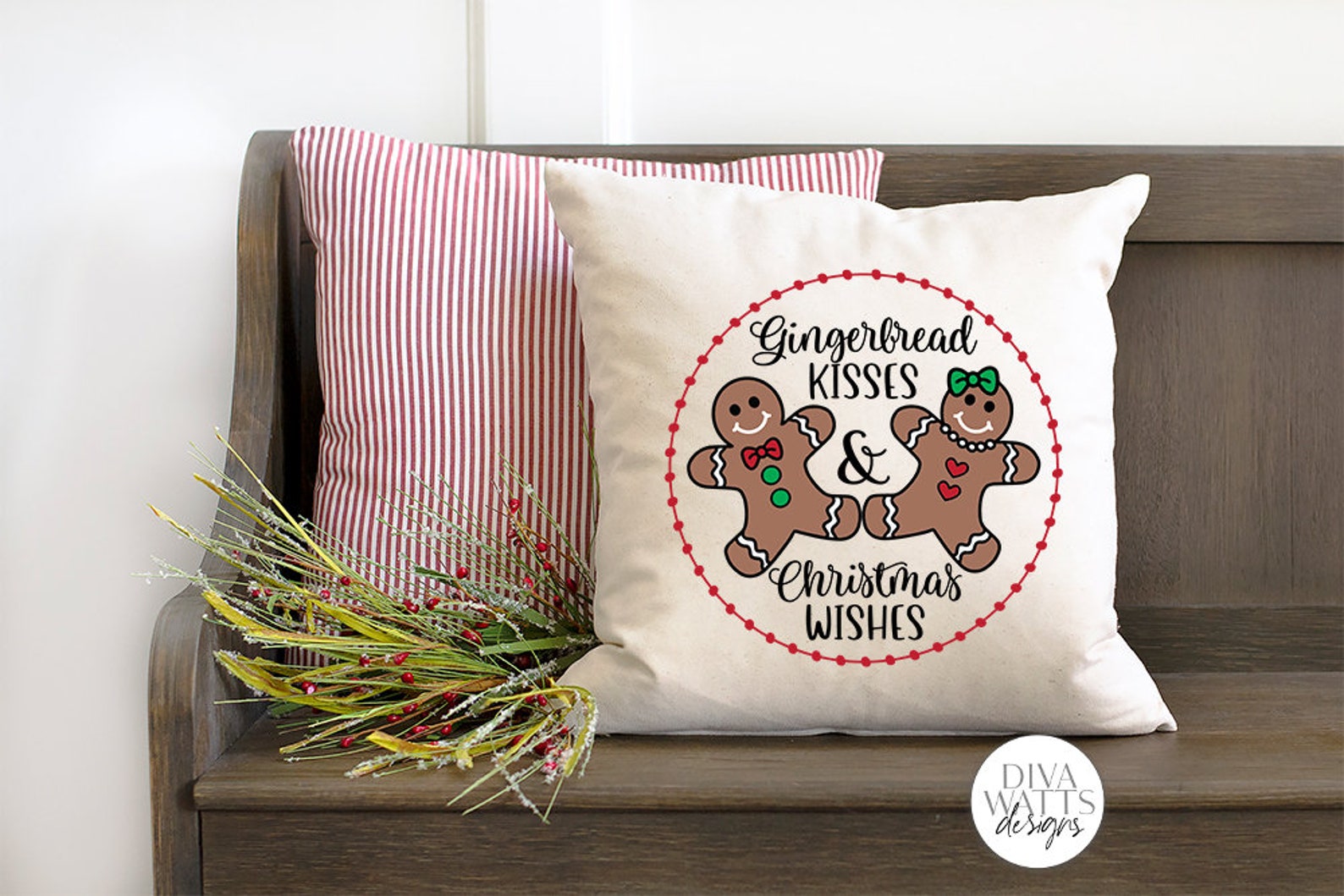 Gingerbread Kisses & Christmas Wishes SVG | Winter Design - Etsy